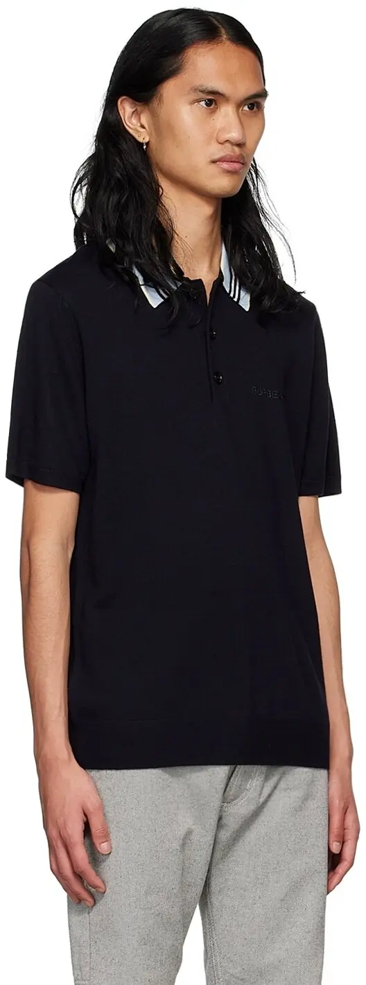 Burberry Icon Stripe Polo Shirt - Black