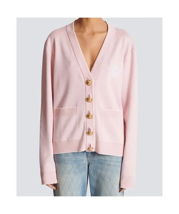 Balmain Emblème Embroidered Knit Cardigan
