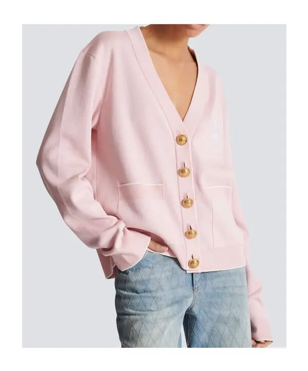 Balmain Emblème Embroidered Knit Cardigan