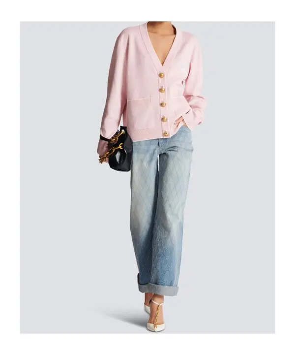 Balmain Emblème Embroidered Knit Cardigan
