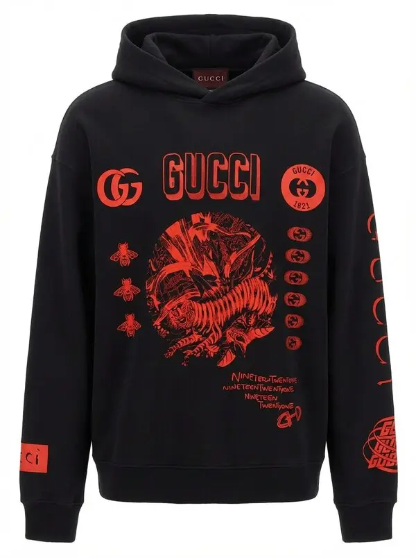 Gucci Logo Symbols Hooded Sweatshirt
