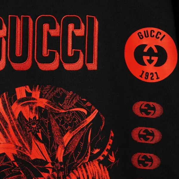 Gucci Logo Symbols Hooded Sweatshirt - Black