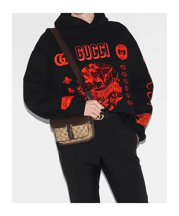 Gucci Logo Symbols Hooded Sweatshirt - Black