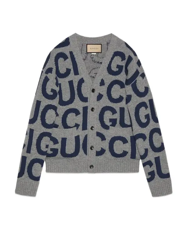 Gucci Logo Intarsia Button-up Cardigan