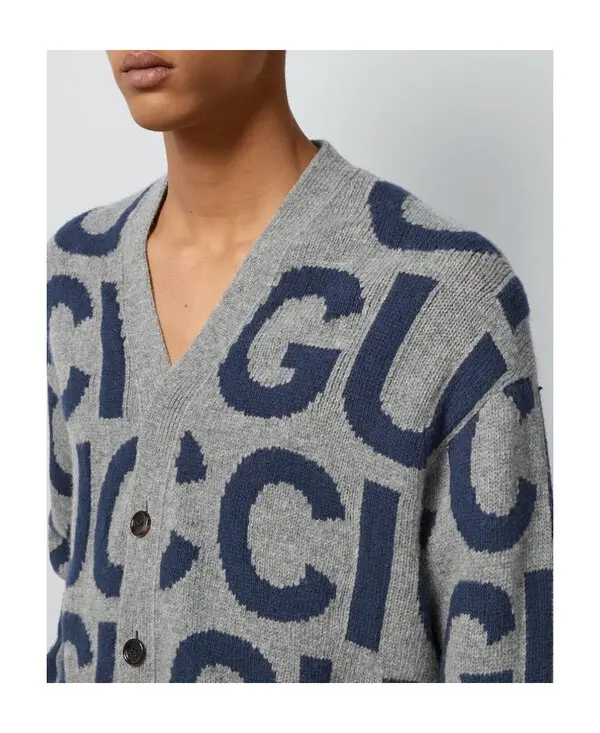 Gucci Logo Intarsia Button-up Cardigan