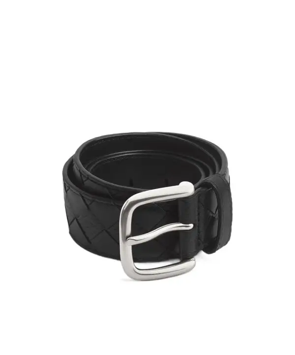 Bottega Veneta Intrecciato Leather Belt - Black