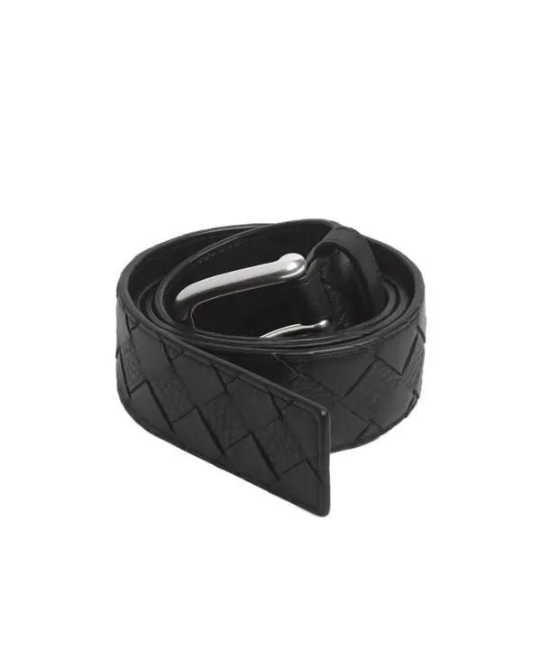 Bottega Veneta Intrecciato Leather Belt - Black