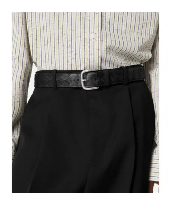 Bottega Veneta Intrecciato Leather Belt - Black