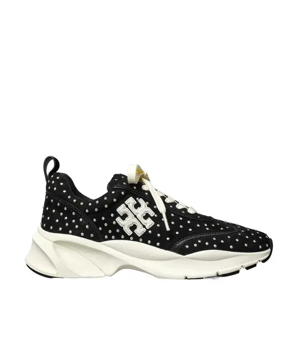 Tory Burch Studded Lace-up Sneakers - Perfect Black/silver