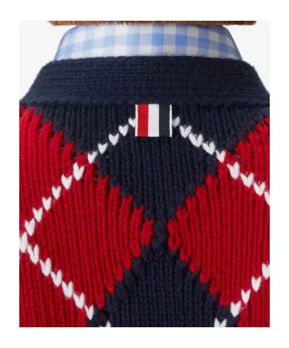 Thom Browne Argyle Intarsia V-neck Cardigan - Red