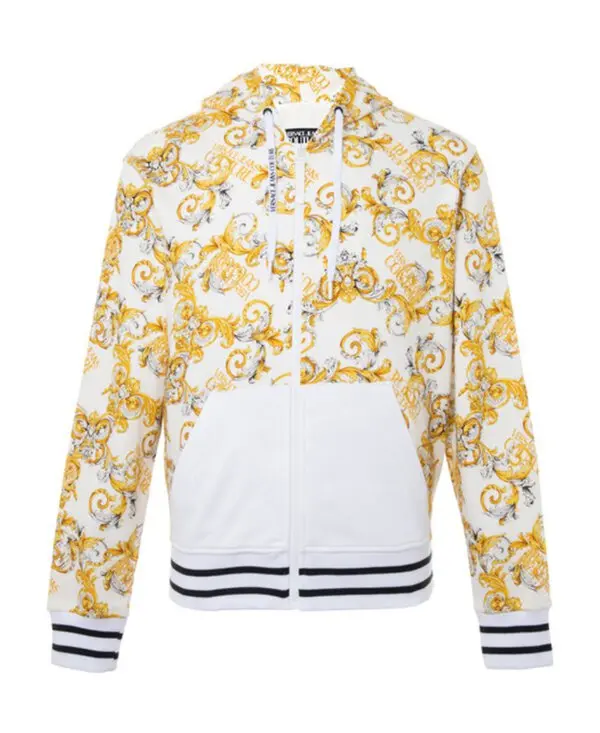 Versace Printed Hooded Casual Coat - White