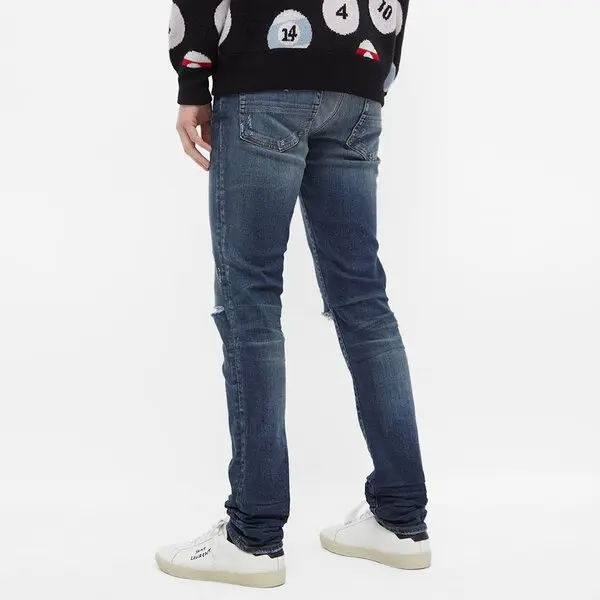 Amiri Ripped-detail Straight-leg Jeans