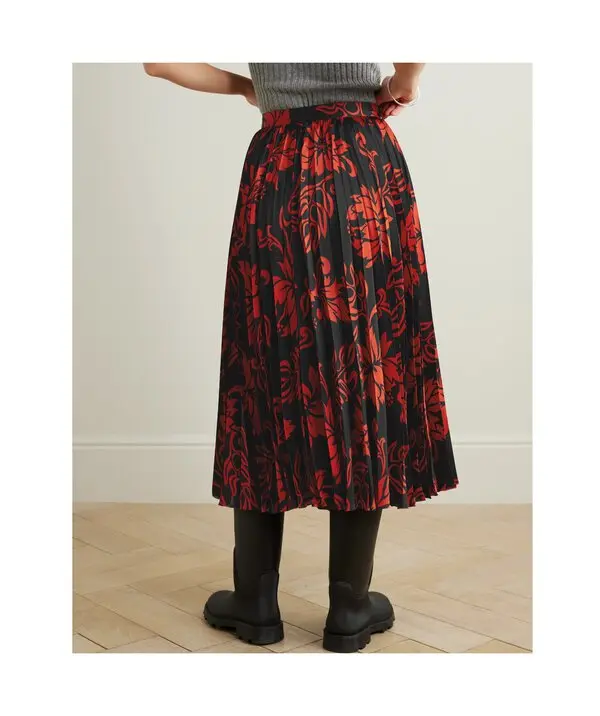 Sacai Floral-print Pleated Midi Skirt