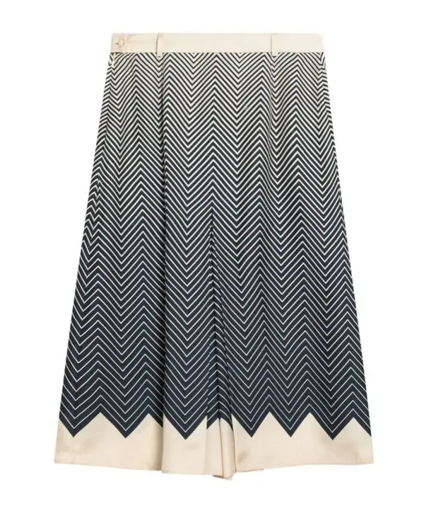 Valentino Garavani High Waist Zigzag Pleated Skirt