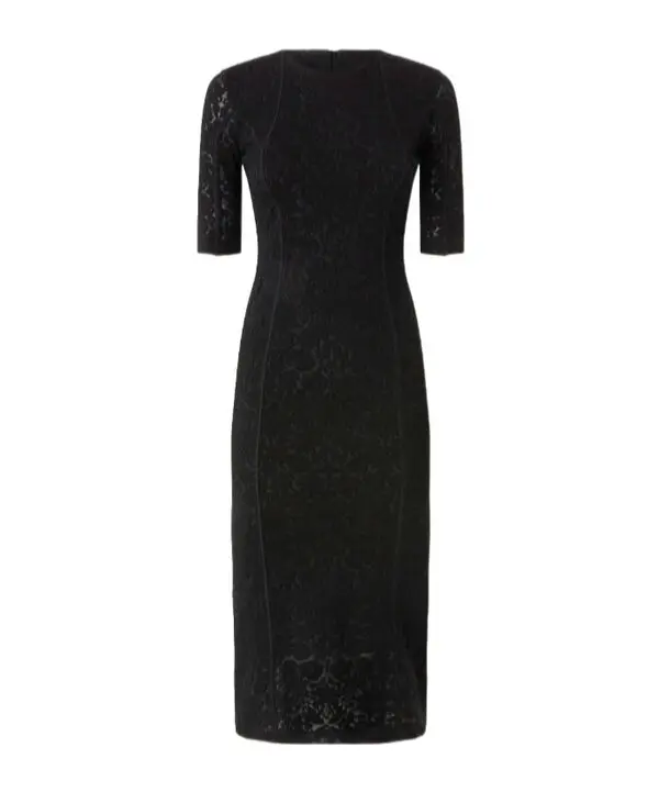 Pinko Arame Crew-neck Midi Dress With Cut-out Sleeves
