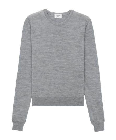 Saint Laurent Crew Neck Long-sleeved Knitwear - Gray