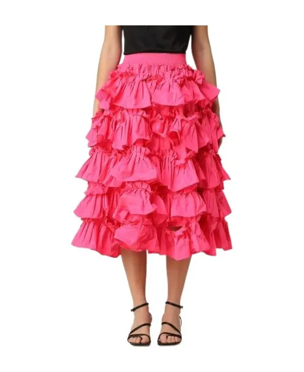 Red Valentino Elasticated Ruffled Skirt - Red