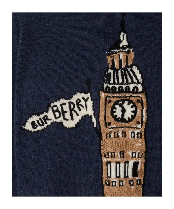 Burberry Big Ben Embroidered Wool Sweater - Storm