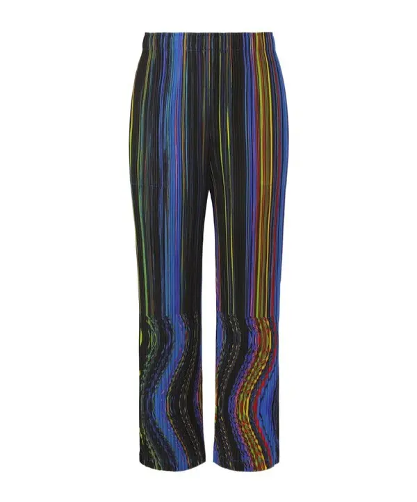 PLEATS PLEASE BY ISSEY MIYAKE Striped Elasticated Waistband Trousers