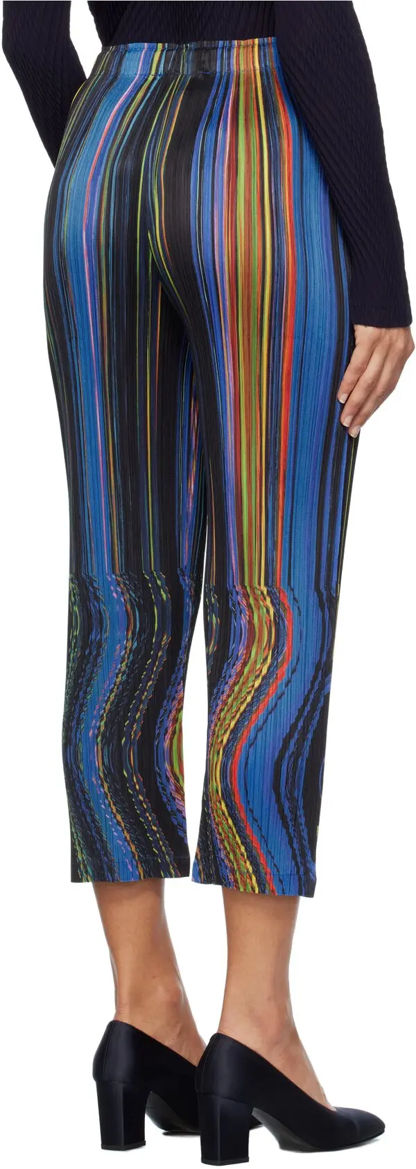 PLEATS PLEASE BY ISSEY MIYAKE Striped Elasticated Waistband Trousers