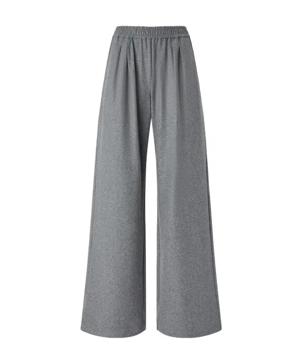 Pinko Elasticated Waist Wide Leg Flannel Trousers - Gray