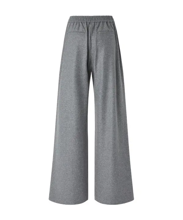 Pinko Elasticated Waist Wide Leg Flannel Trousers - Gray