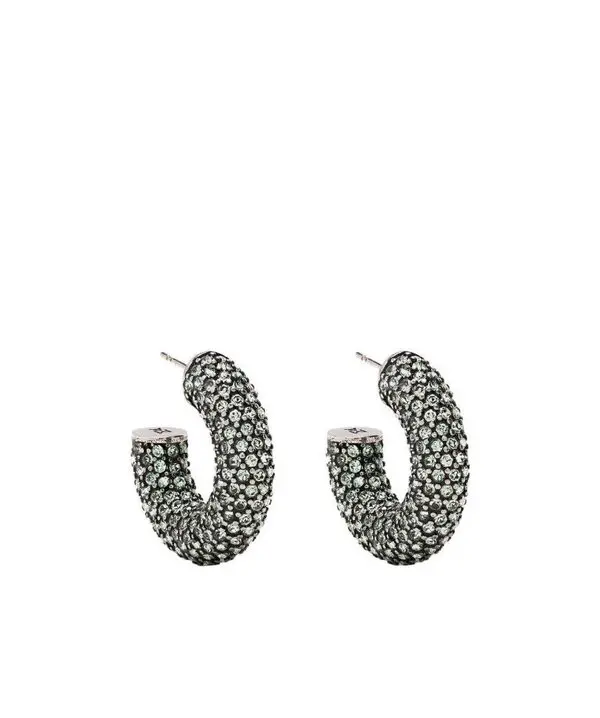 Amina Muaddi Logo Earrings - Black