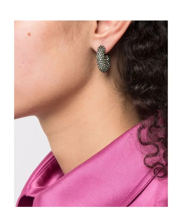 Amina Muaddi Logo Earrings - Black