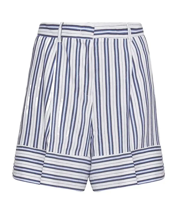 Marella Striped Linen & Cotton Shorts - White