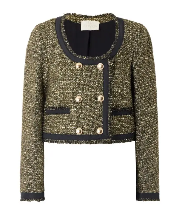 Ulla Johnson Anisa Double-breasted Metallic Tweed Cropped Jacket