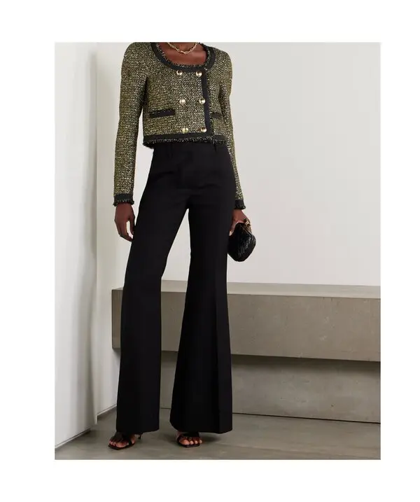 Ulla Johnson Anisa Double-breasted Metallic Tweed Cropped Jacket