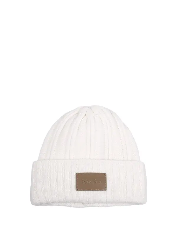 Max Mara Macbeth Logo Patch Beanie - White