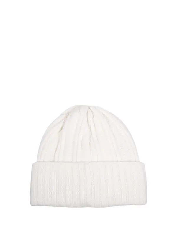 Max Mara Macbeth Logo Patch Beanie - White