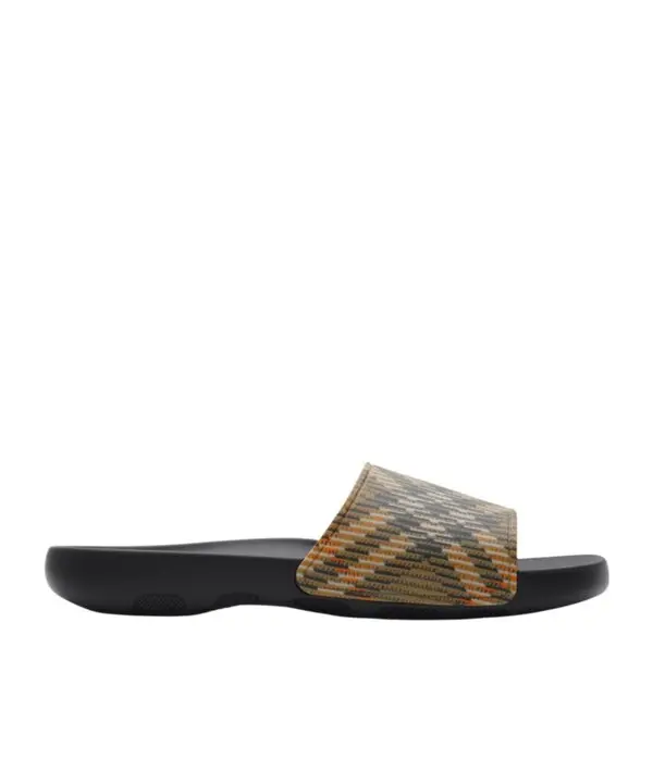 Burberry Checked Slip-on Slides - Sand