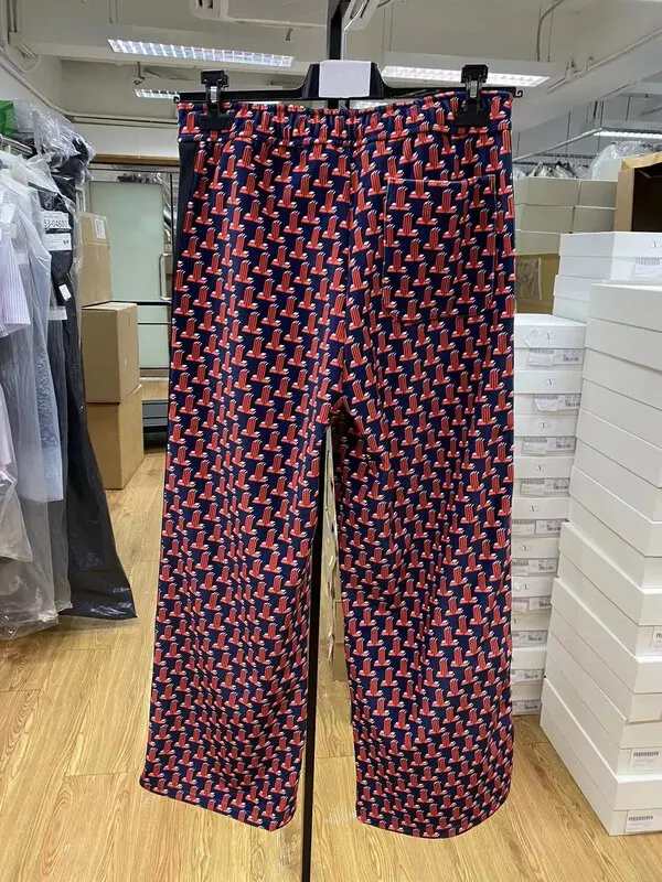 LANVIN Logo Pattern Wide Leg Casual Pants