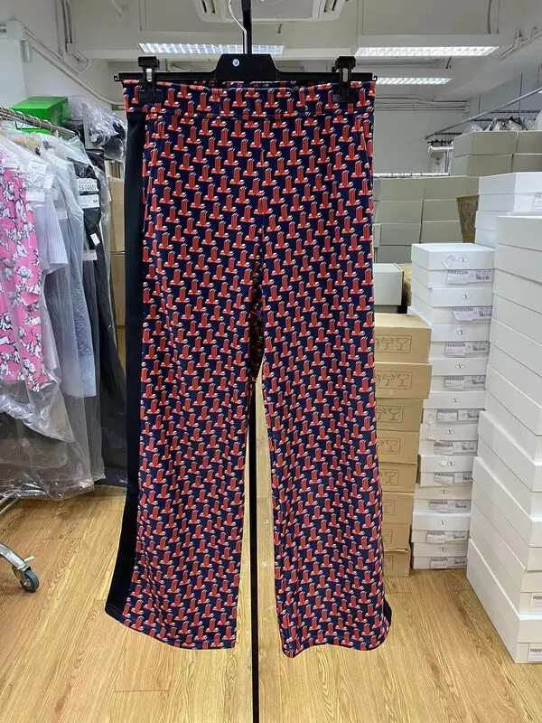 LANVIN Logo Pattern Wide Leg Casual Pants