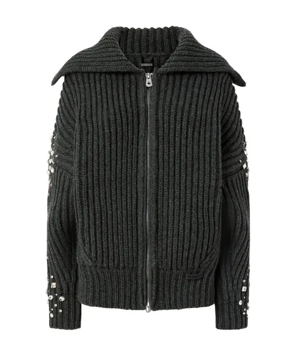 Pinko Embellished Zip-up Knit Jacket