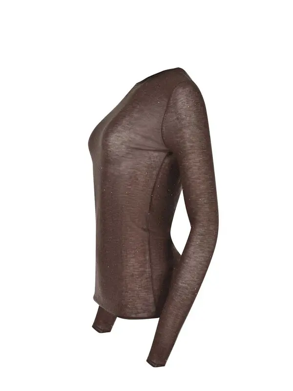Pinko Long-sleeved Sheer Knitted T-shirt