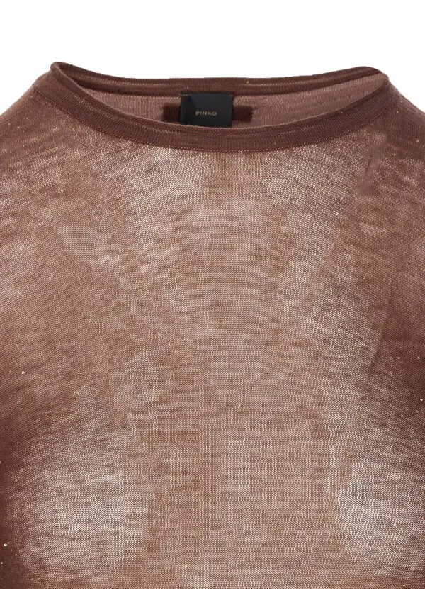 Pinko Long-sleeved Sheer Knitted T-shirt