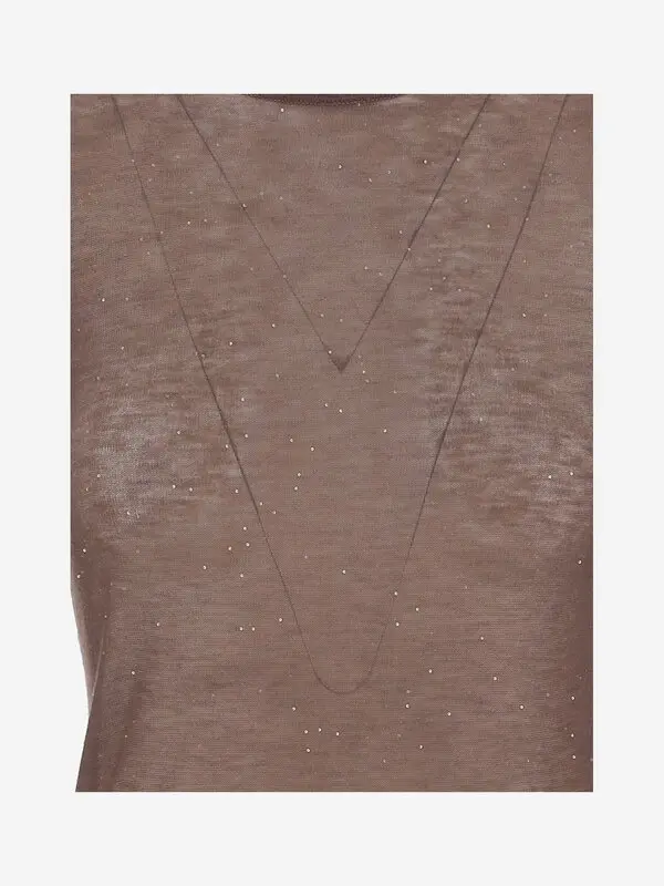 Pinko Long-sleeved Sheer Knitted T-shirt