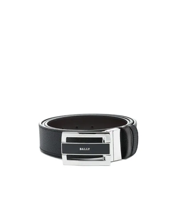 Bally Logo Leather Belt - Black