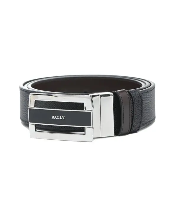 Bally Logo Leather Belt - Black