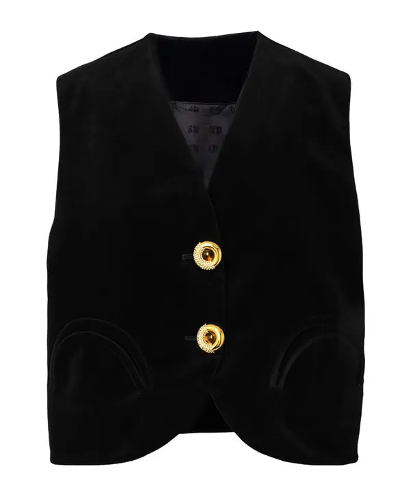 BLAZÉ MILANO V-neck Sleeveless Vest - Black