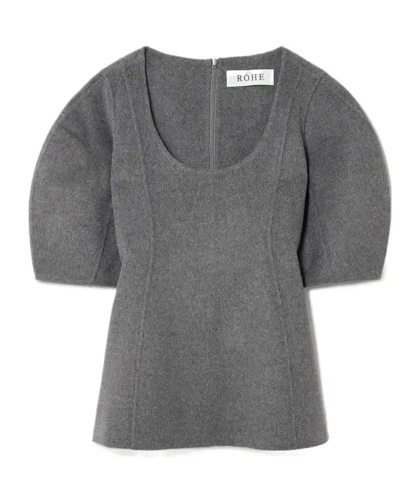 RÓHE Short-sleeved Puff Sleeve Top - Dark Gray