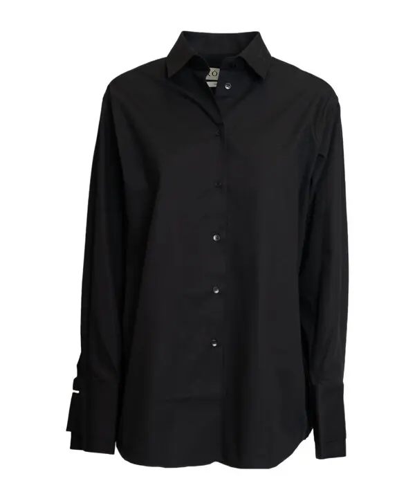 RÓHE Double-cuff Curved Hem Shirt - Black