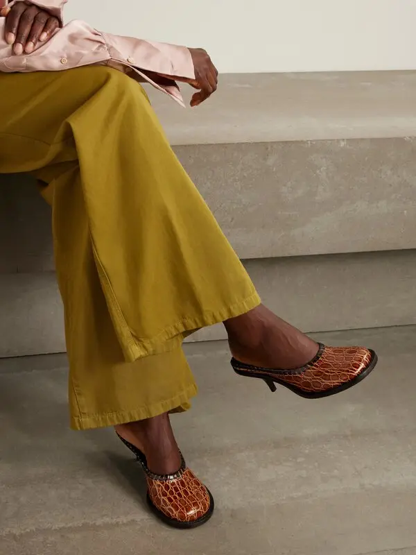 Dries Van Noten Croc-effect Leather Mules
