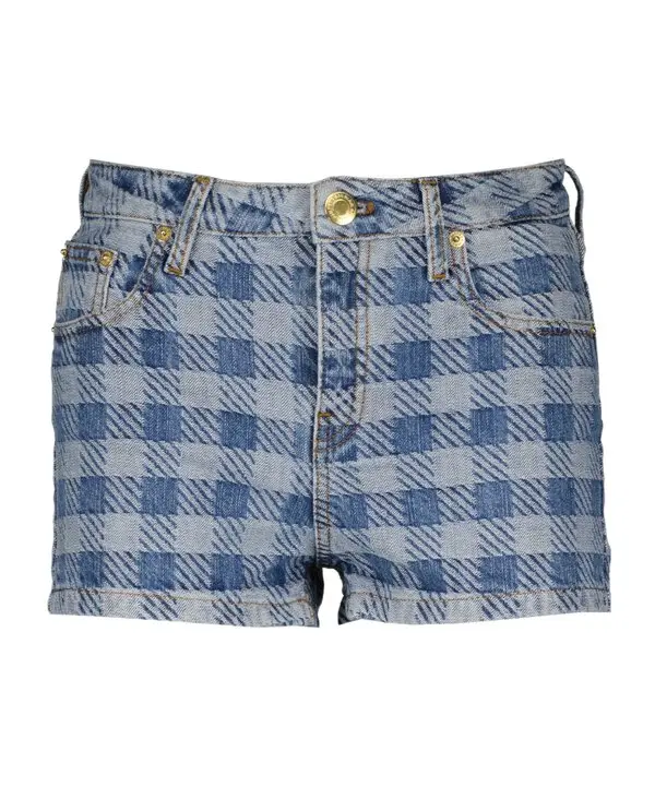 AMI Paris Checkered Denim Shorts - Gray