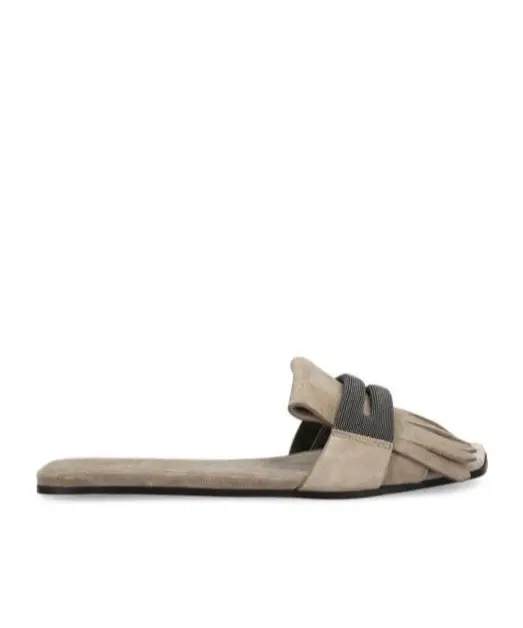 Brunello Cucinelli Embellished Slip-on Sandals - Nude