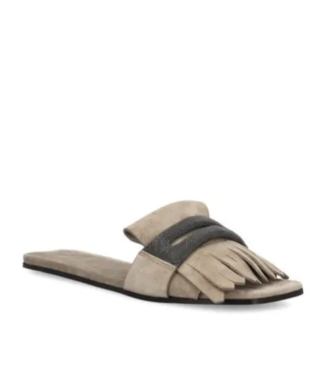 Brunello Cucinelli Embellished Slip-on Sandals - Nude