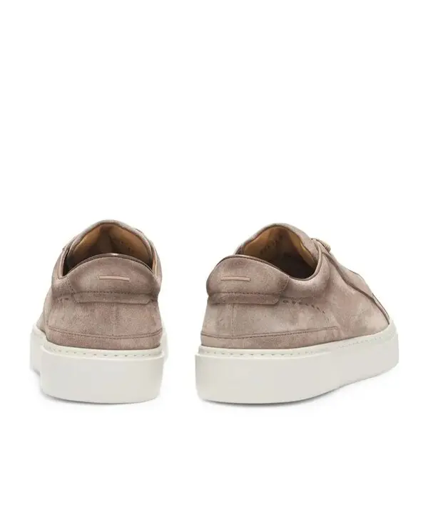 Hugo Boss Boss Suede Low-top Sneakers With Elasticated Laces - White